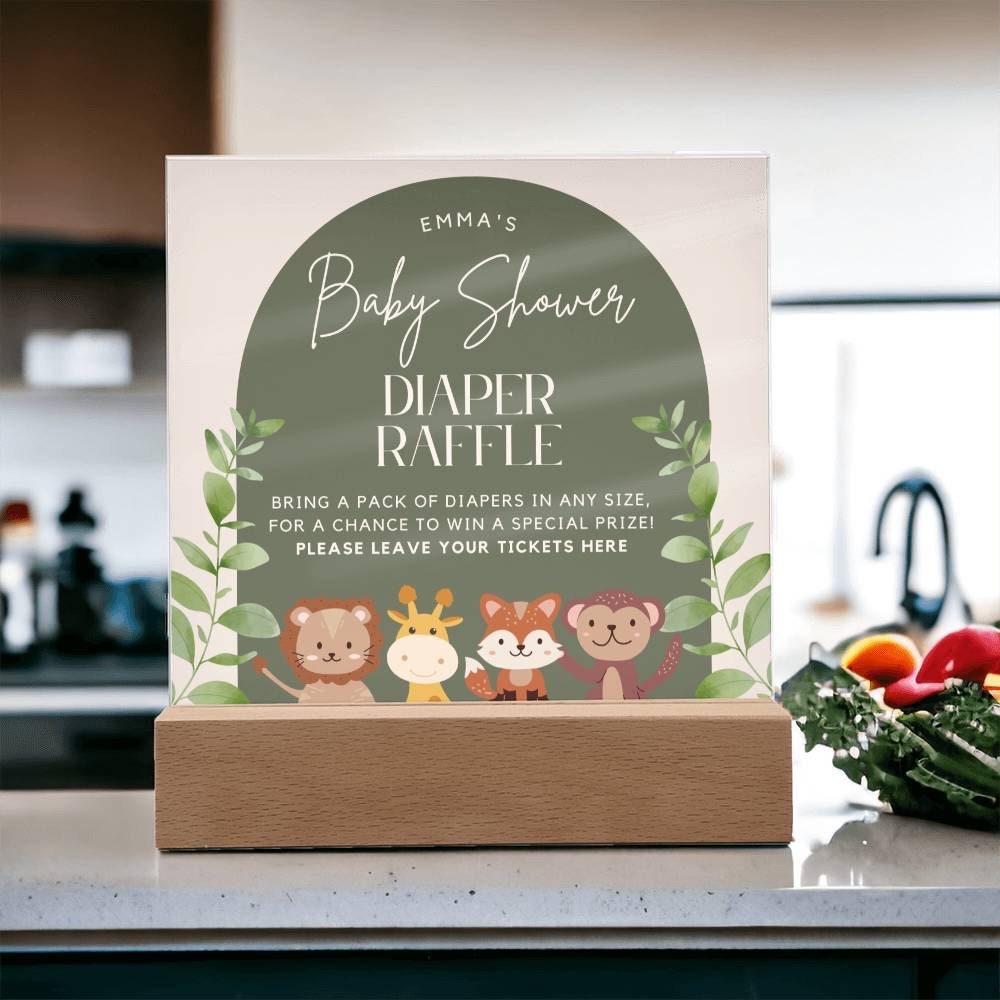Personalized Diaper Raffle Sign, Custom Acrylic Plaque, Baby Shower ...