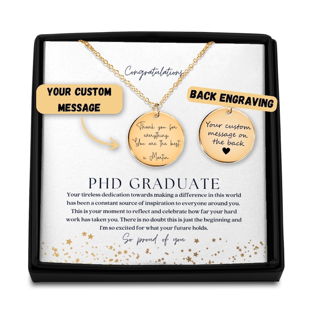 PHD Graduation Gift, Custom Message Coin Pendant Necklace, Phd Gift for ...