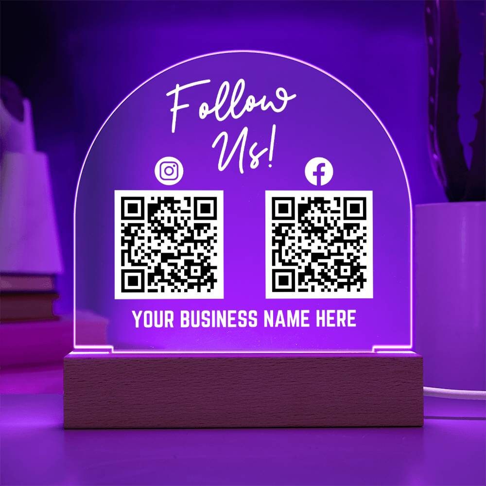 Custom Social Media Dual QR Code LED Acrylic Arch, Social Media Sign ...