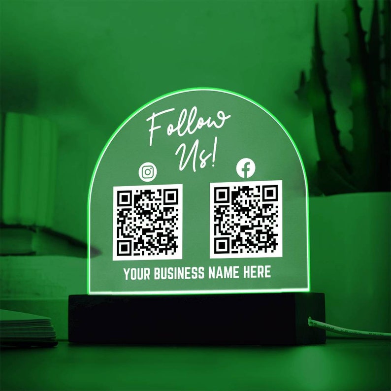 Custom Social Media Dual QR Code LED Acrylic Arch, Social Media Sign ...