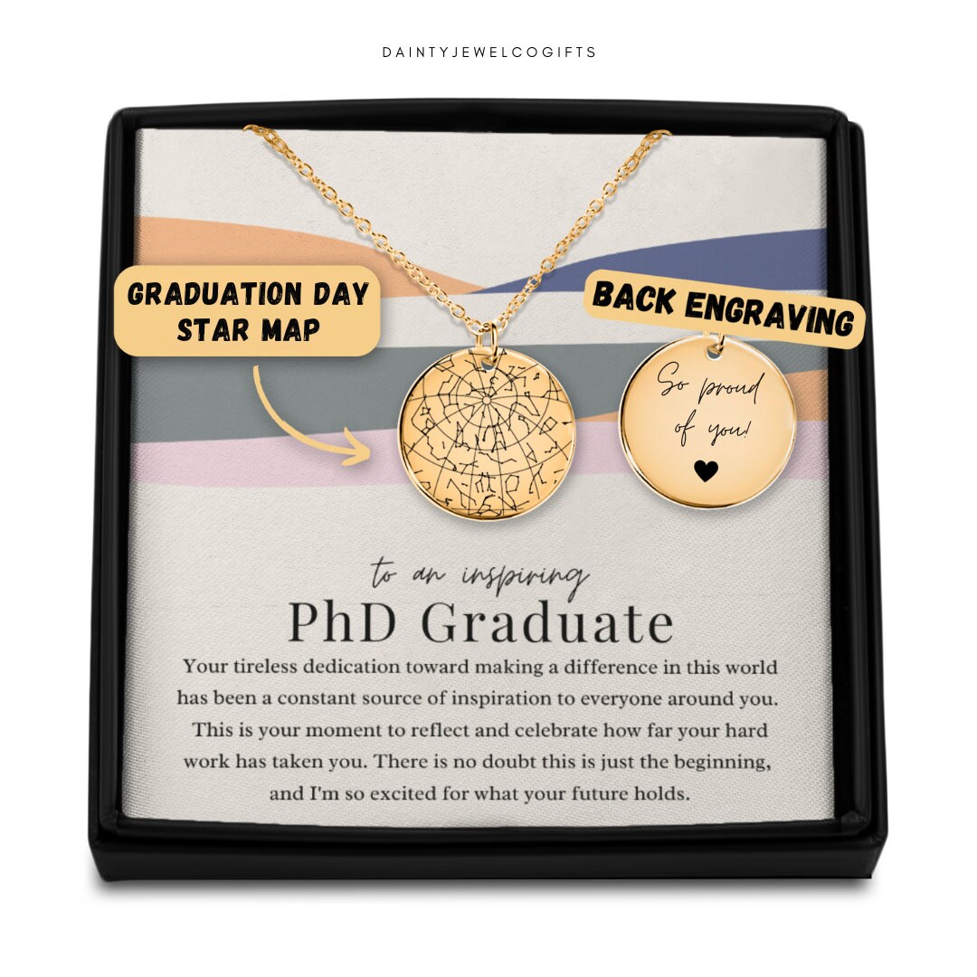 Phd Graduation Gift Custom Star Map Necklace, Phd Graduation Gifts ...