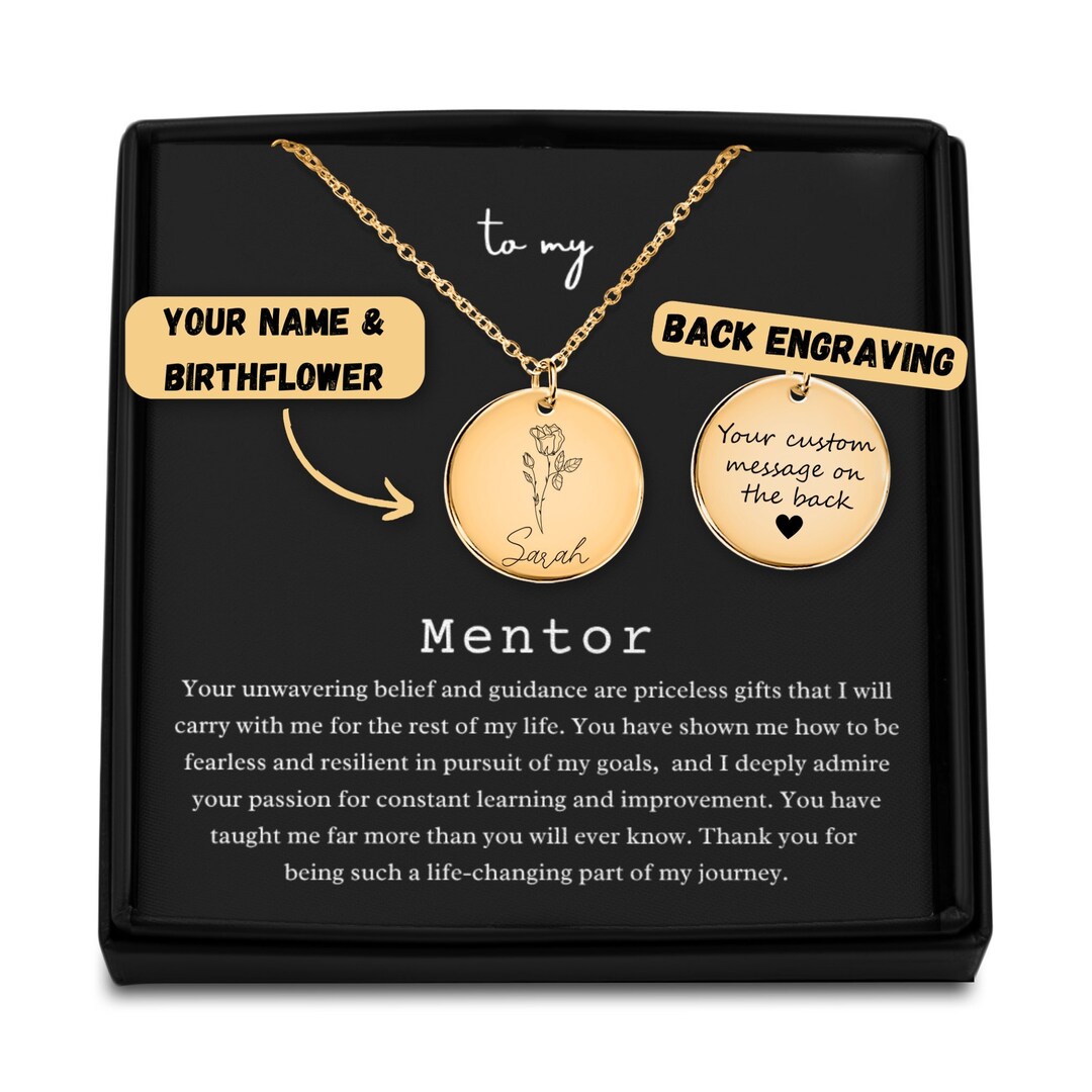 Custom Mentor Thank You Gift, Birth Month Coin Pendant Necklace, Mentor ...