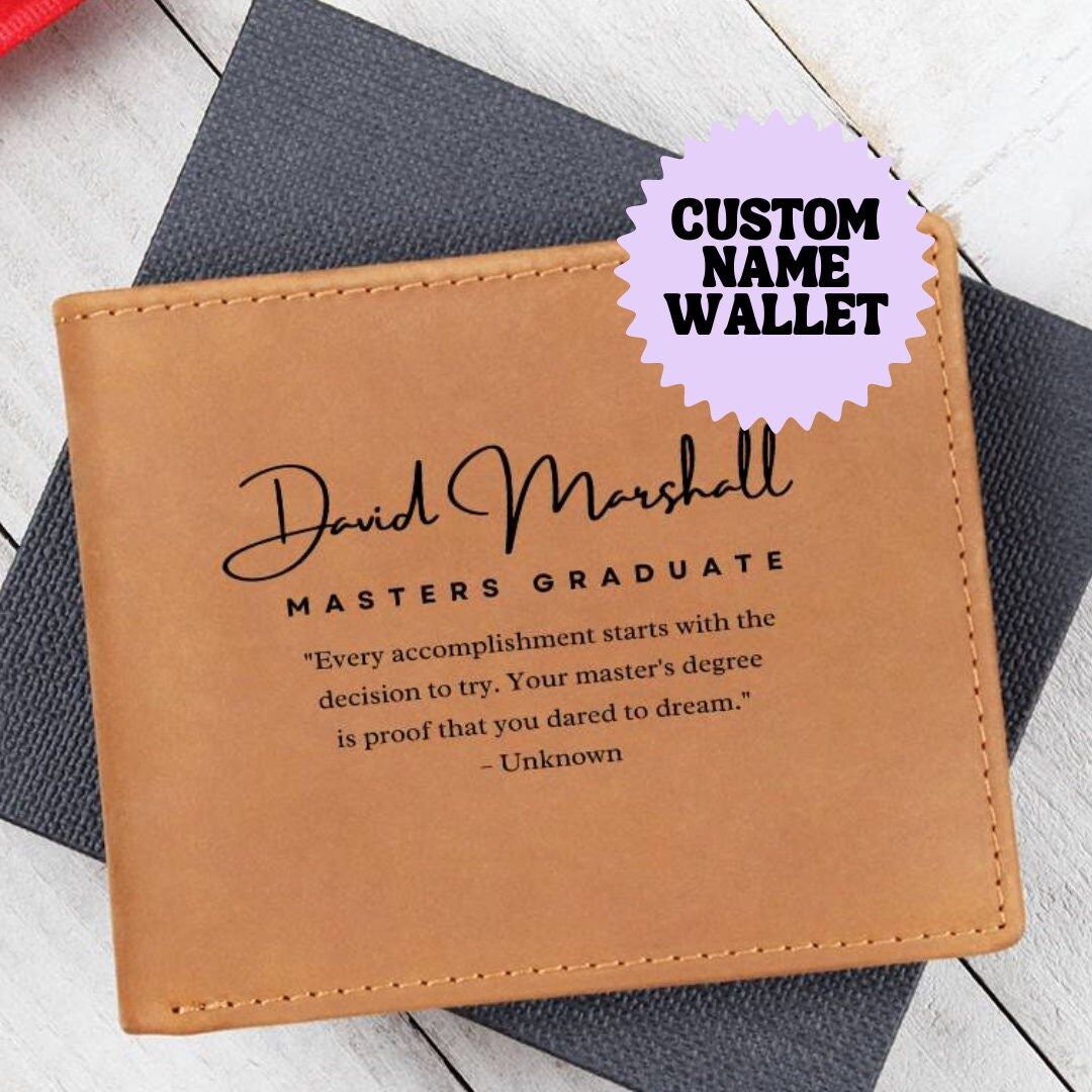 Custom Masters Graduate Leather Wallet, Personalized Graduation Gift - Etsy