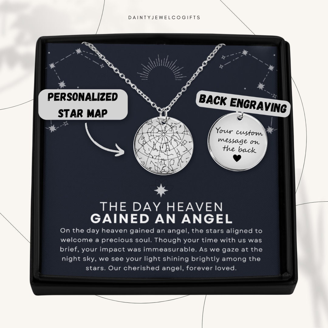 Custom Star Map Necklace, Miscarriage Memorial Jewelry, Bereavement ...