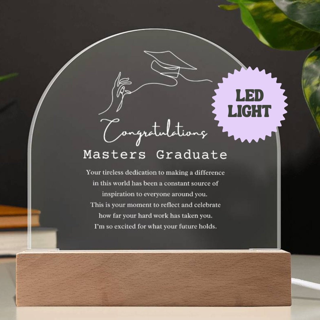 Masters Graduate Acrylic Arch, LED Light Graduation Gift - Etsy