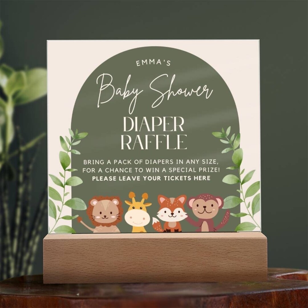 Personalized Diaper Raffle Sign, Custom Acrylic Plaque, Baby Shower ...