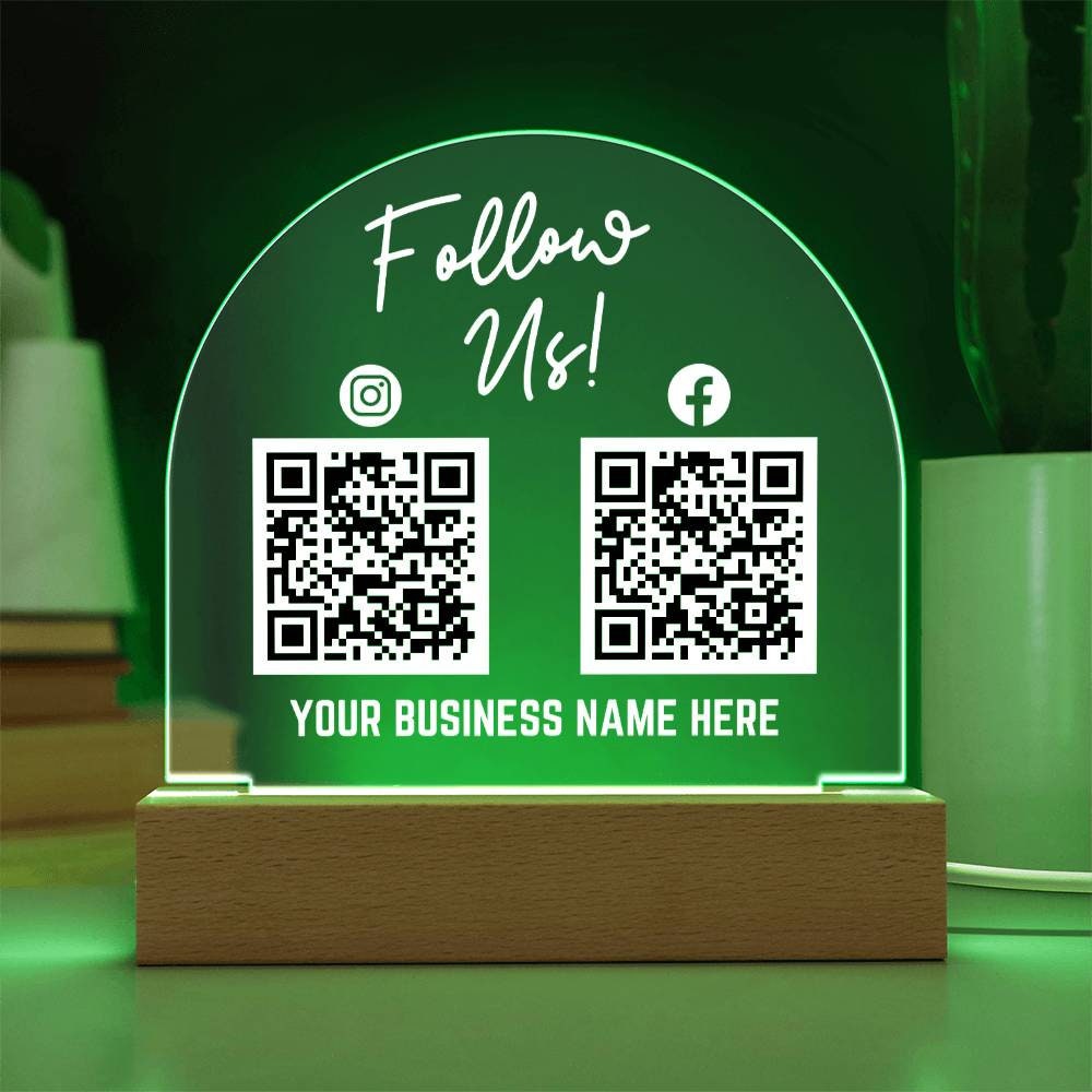Custom Social Media Dual QR Code LED Acrylic Arch, Social Media Sign ...