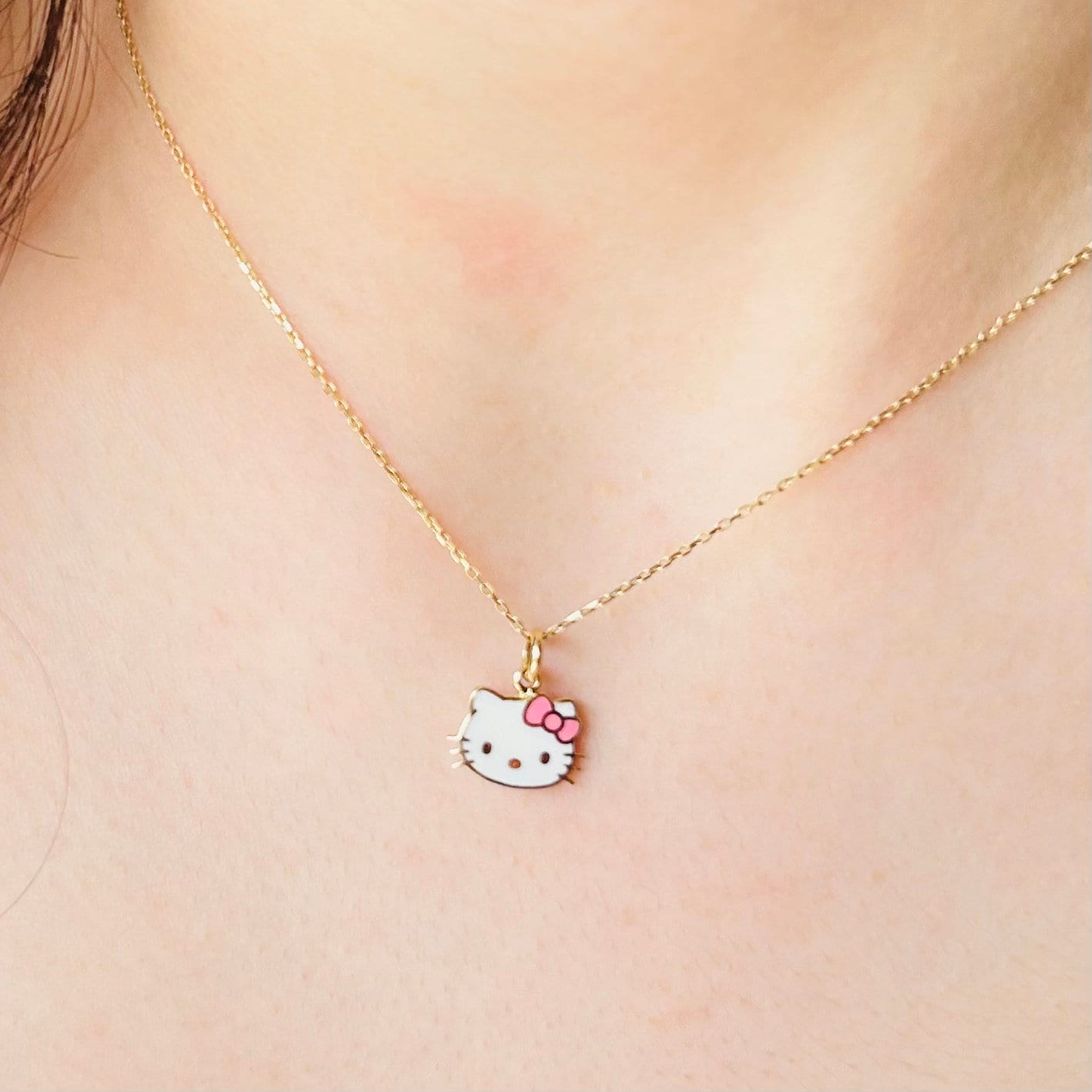 14K Solid Gold Hello Kitty Kids Pendant/toddler Girl Gift/hello Kitty ...