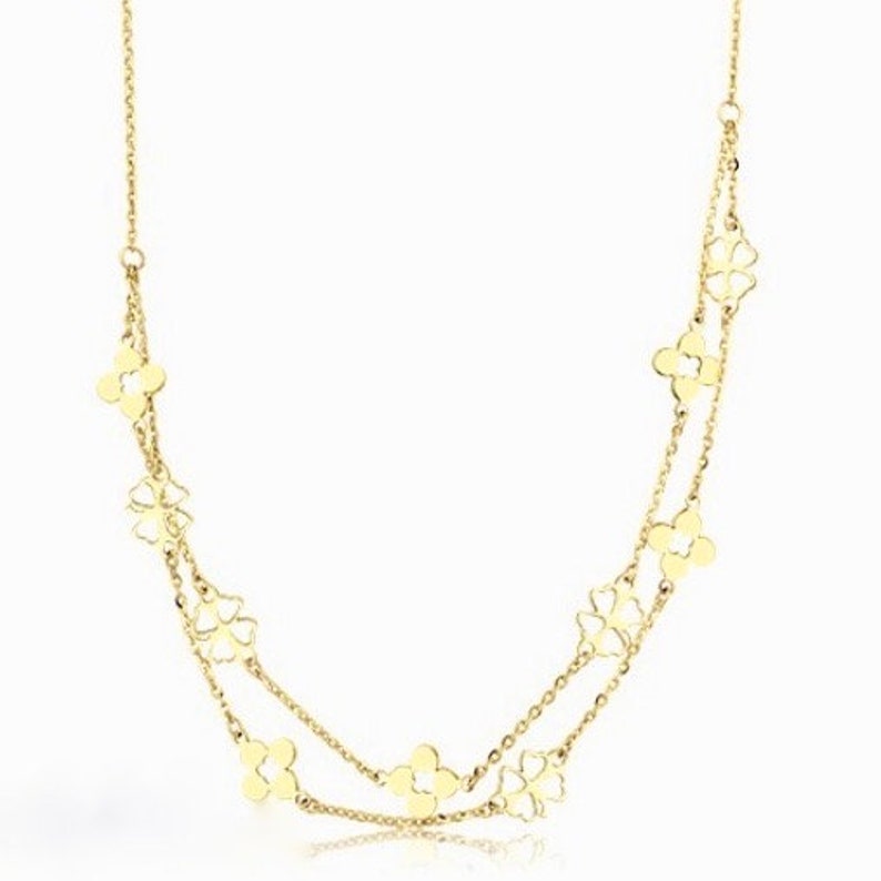 14K Solid Gold Four Leaf Clover Necklace/gold Clover Necklace/dainty ...