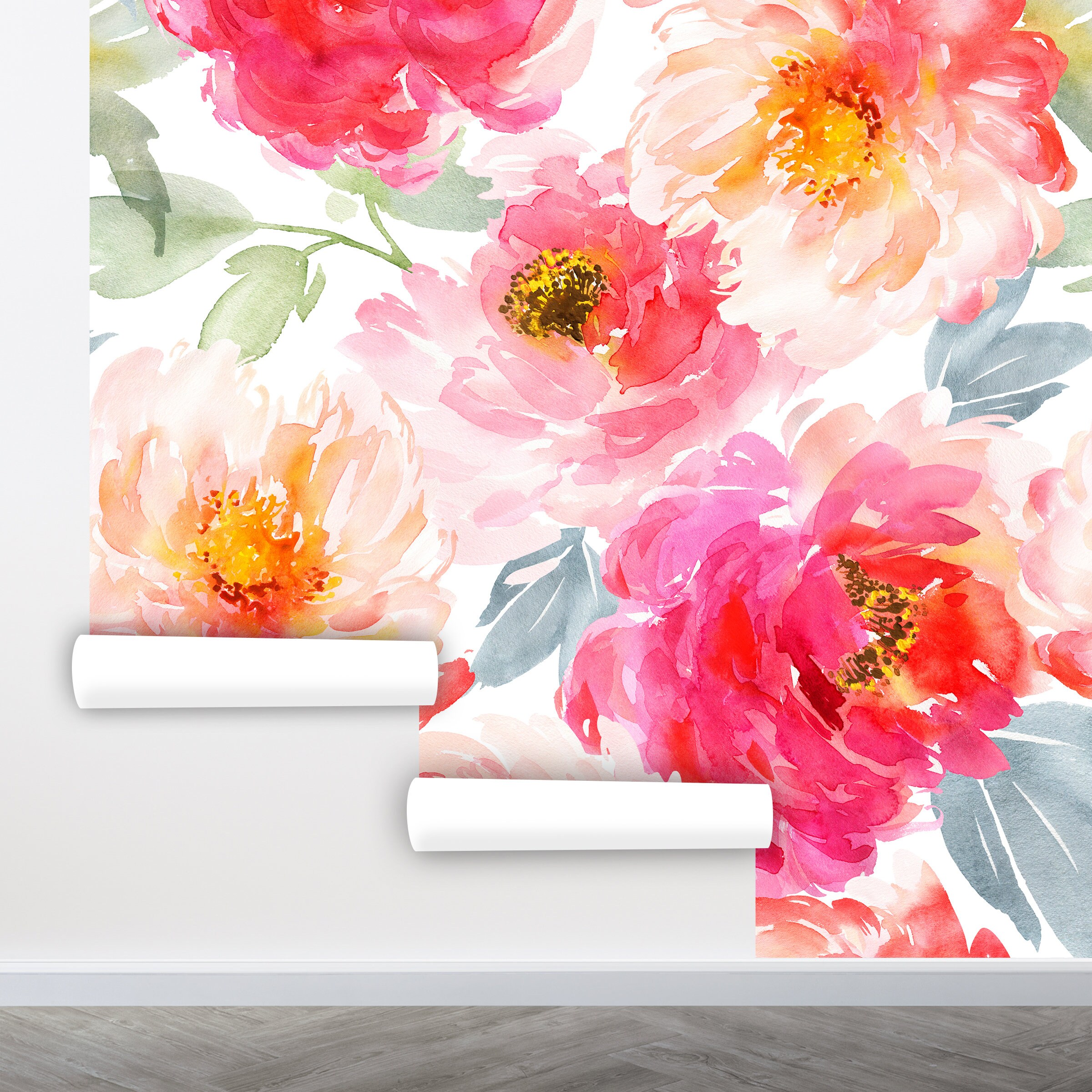 Hot Pink Wallpaper Big Flower Wallpaper Peel and Stick - Etsy