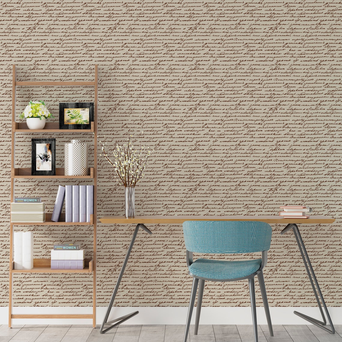 Handwriting Wallpaper Peel and Stick, Hand Drawn Wallpaper, Removable ...