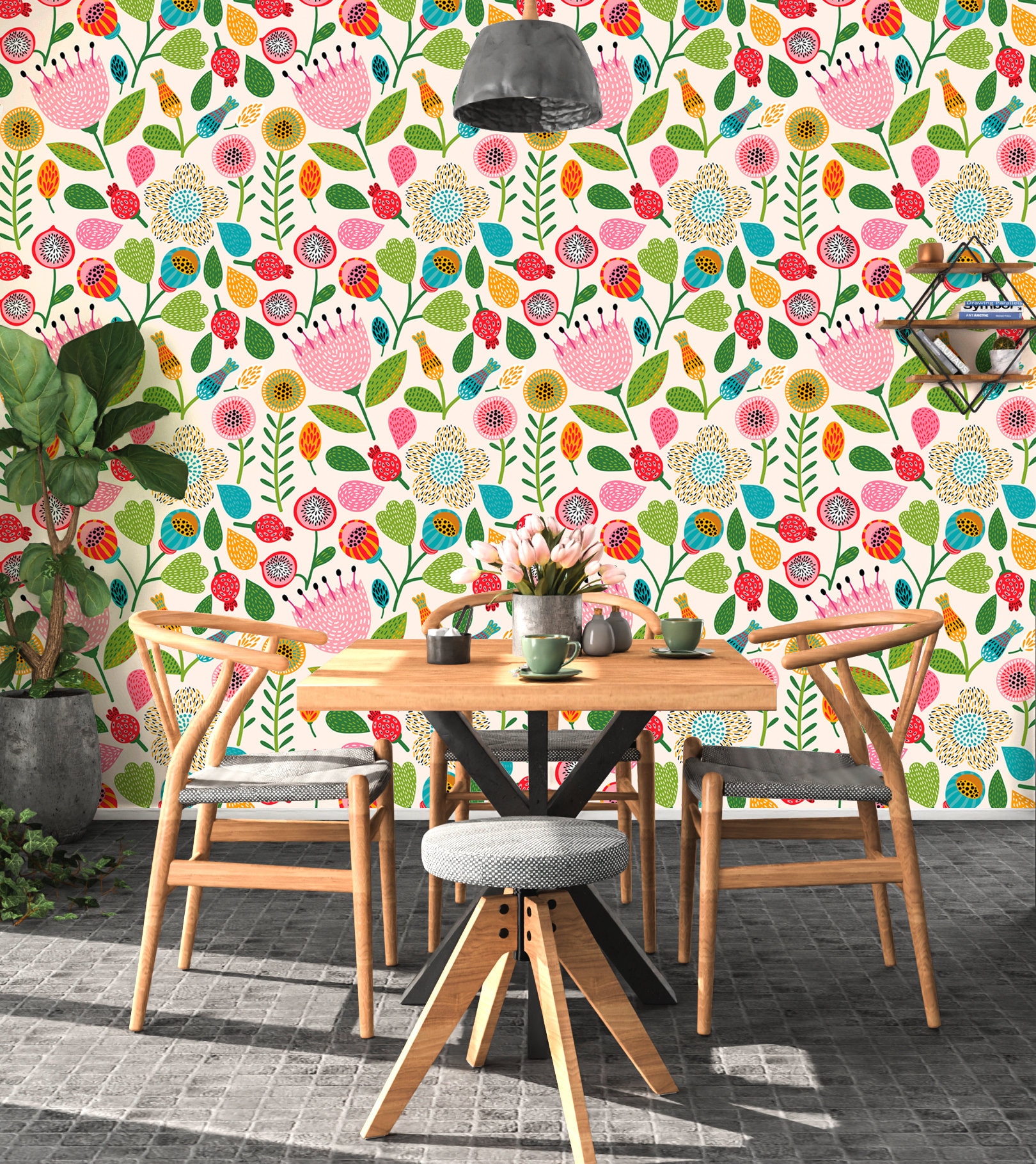 Embroidery Wallpaper Peel and Stick Colorful Wallpaper - Etsy