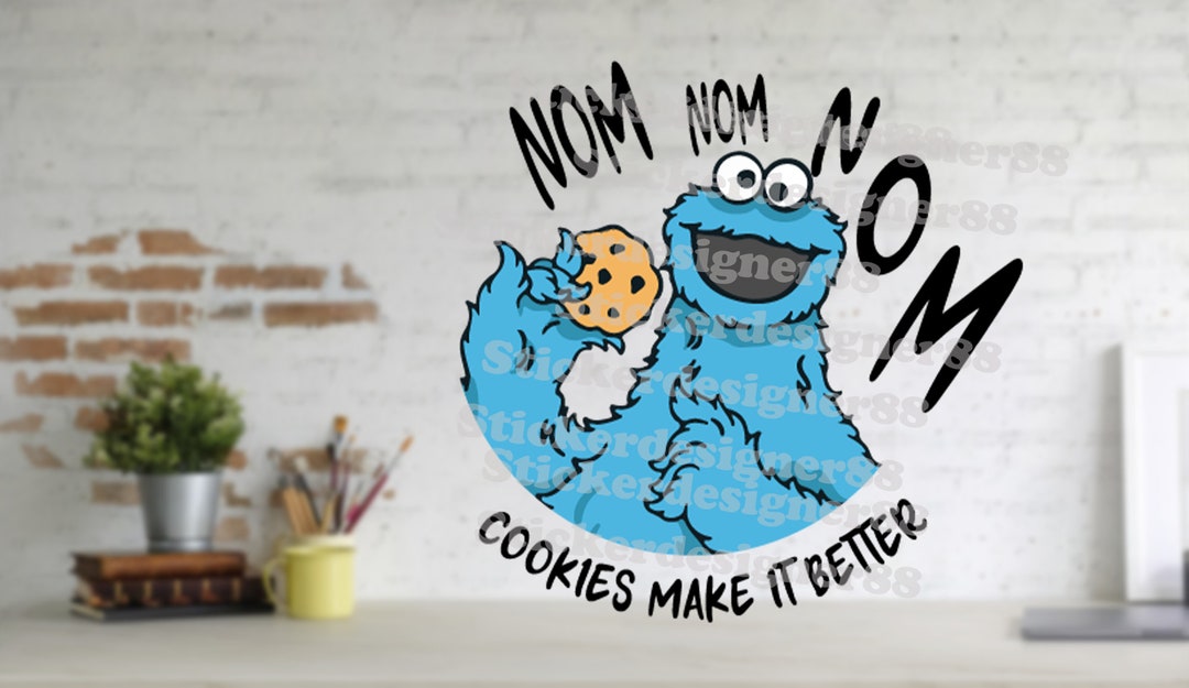 Cookie Monster Vinyl Laptop Car Sticker Waterproof 3 X 3 - Etsy