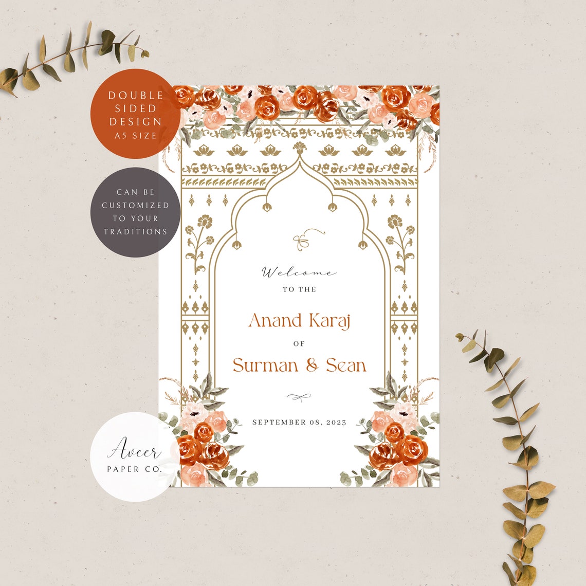 Sikh Wedding Program | Sikh Ceremony | Custom Wedding Program | Sikh ...