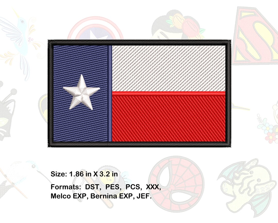 Texas Flag Embroidery Design. – 4x4 & 5x5 Hoop – Instant Download - Etsy
