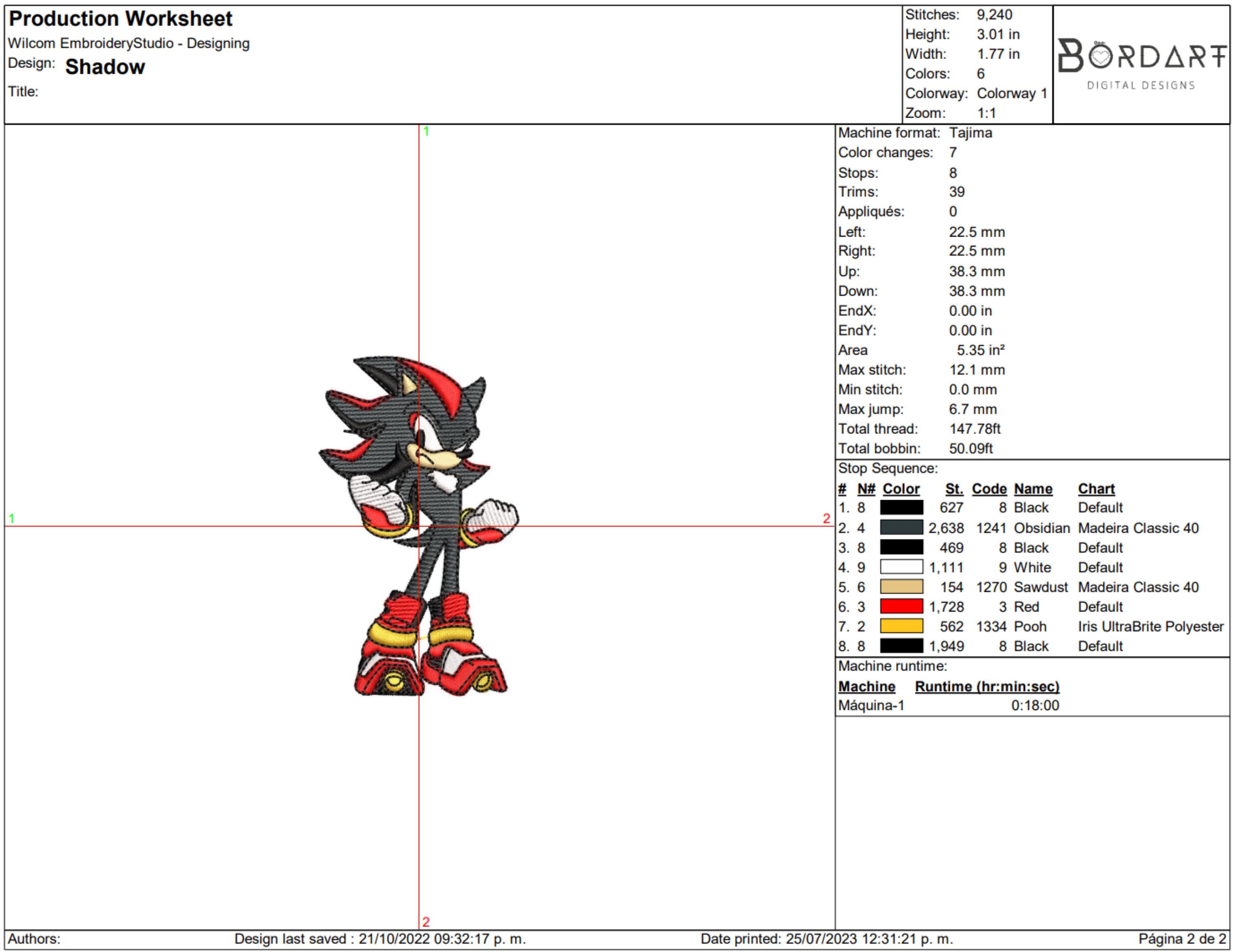 Shadow Machine Embroidery Design. Sonic. 3 in X 1.77 In - Etsy