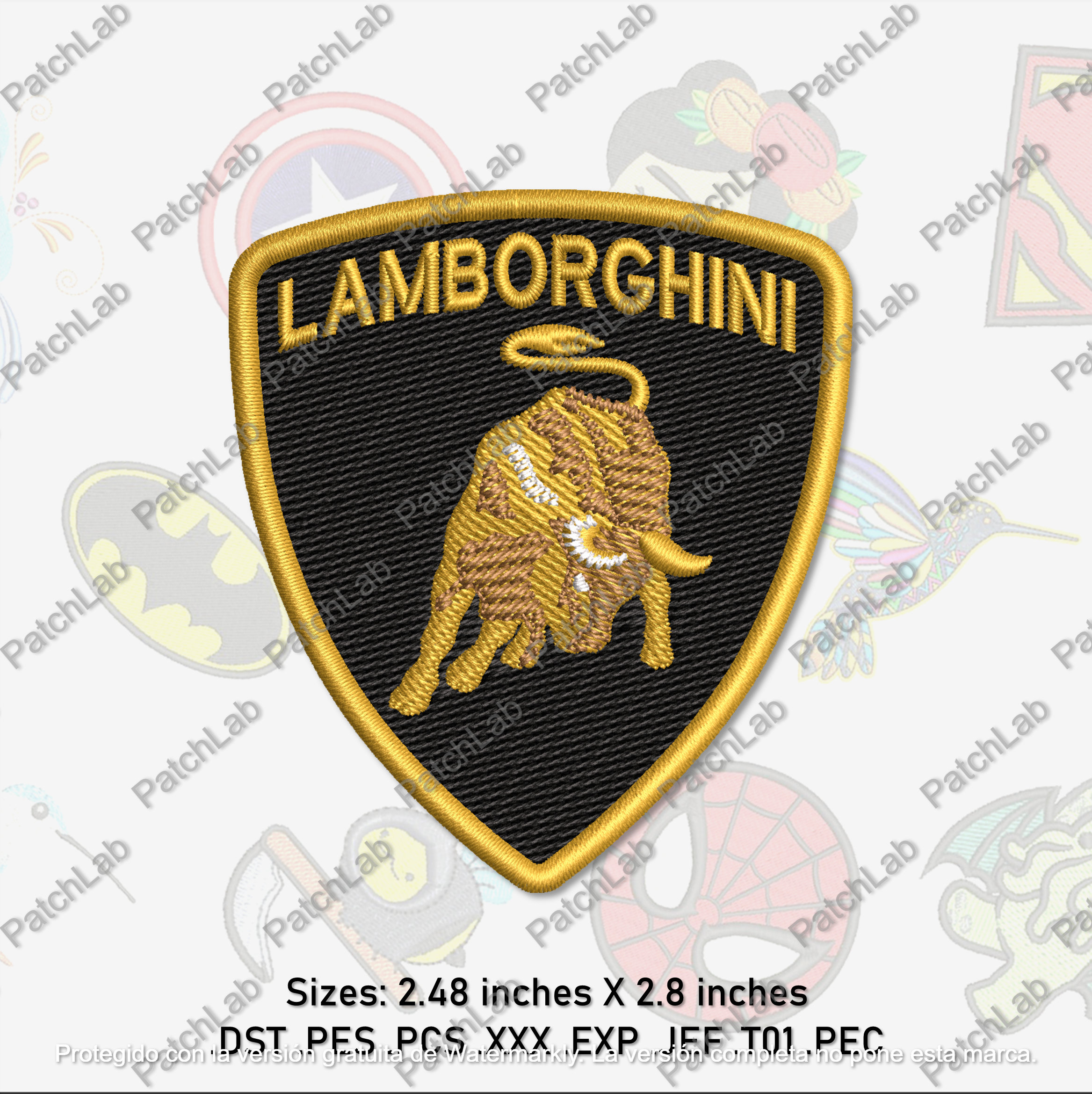 Lamborghini Machine Embroidery Design. 2.8 in X 2.48 In - Etsy