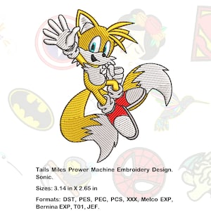 Tails Miles Prower Machine Embroidery Design. Sonic. 3.14 in X 2.65 In ...