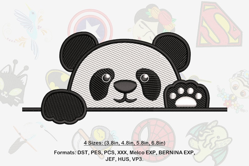 Panda Machine Embroidery Design. Bear Machine Embroidery - Etsy