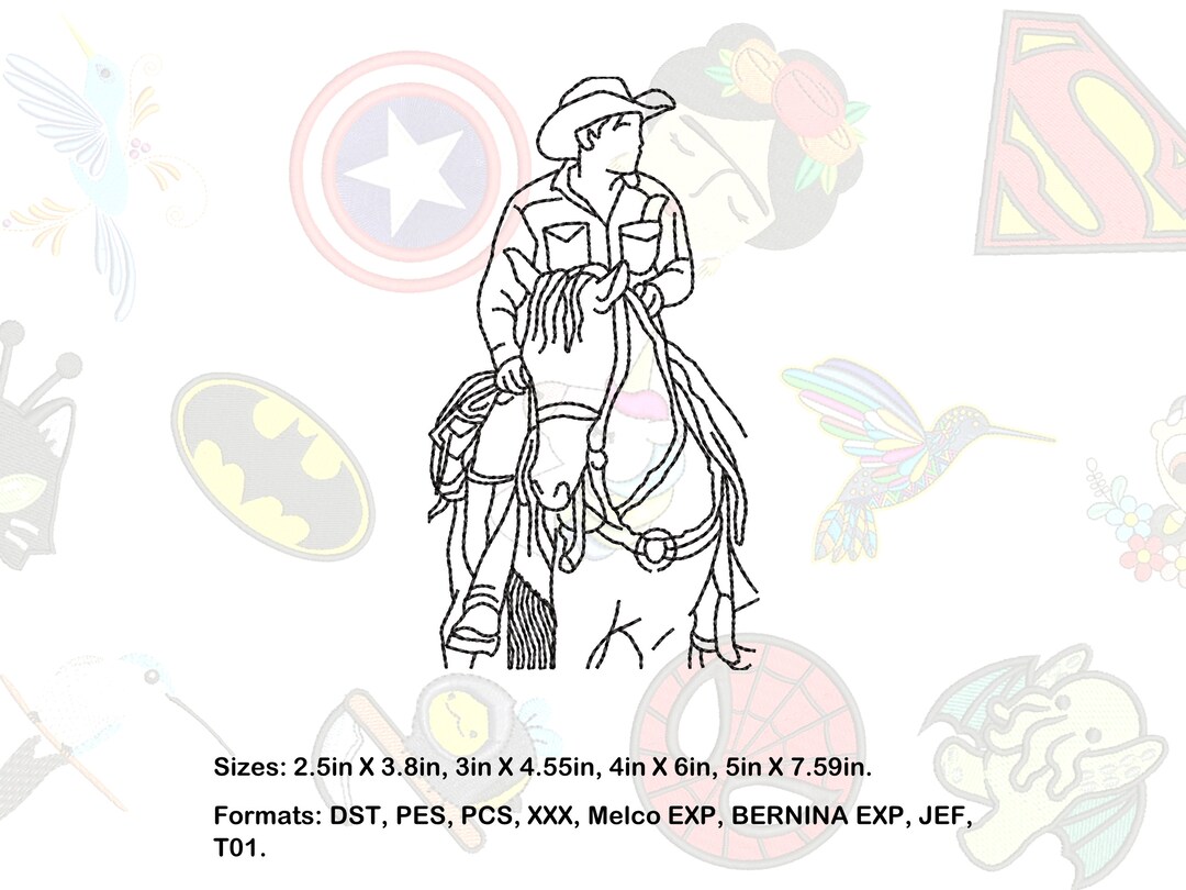 Cowboy Machine Embroidery Design. 4 Sizes. - Etsy