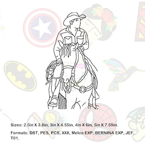 Cowboy Machine Embroidery Design. 4 Sizes. - Etsy