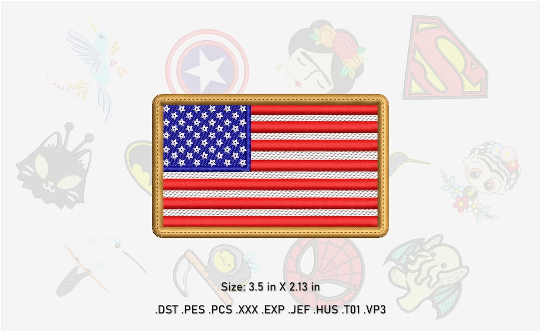 American Flag Machine Embroidery Design | Instant Download | PES DST ...