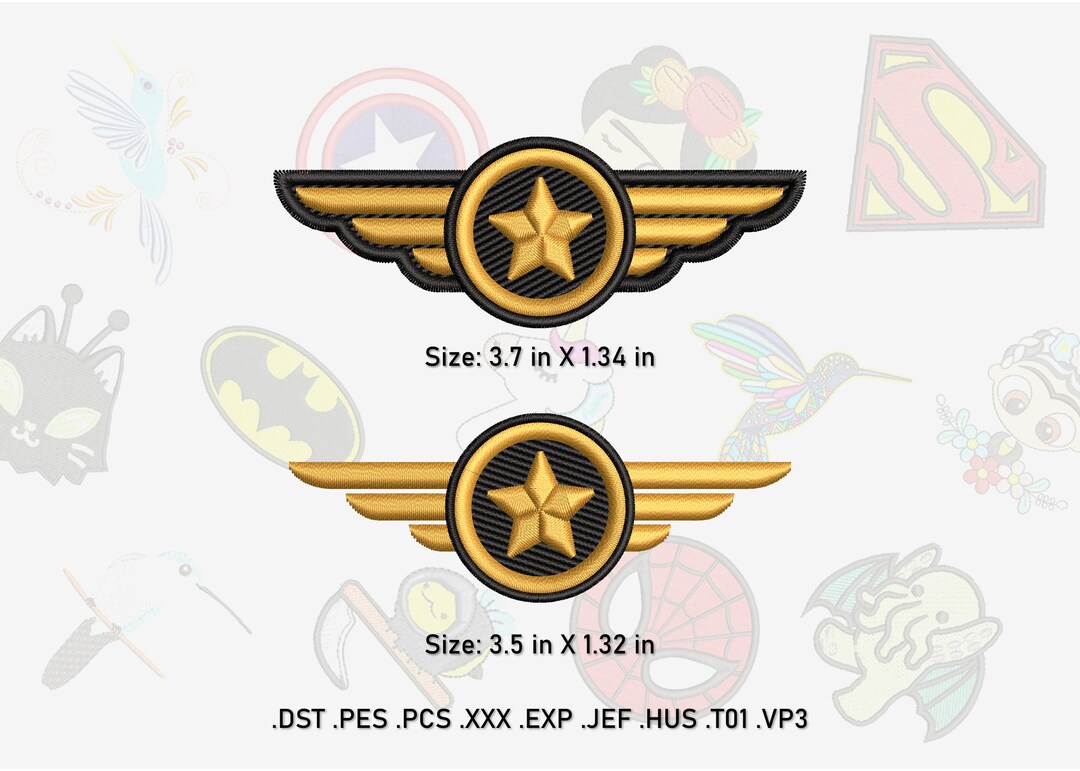 Military Insignia Embroidery Design: Wings & Star (digital Download) - Etsy