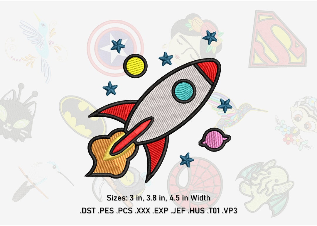 Rocket Machine Embroidery Design. 3 Sizes. - Etsy