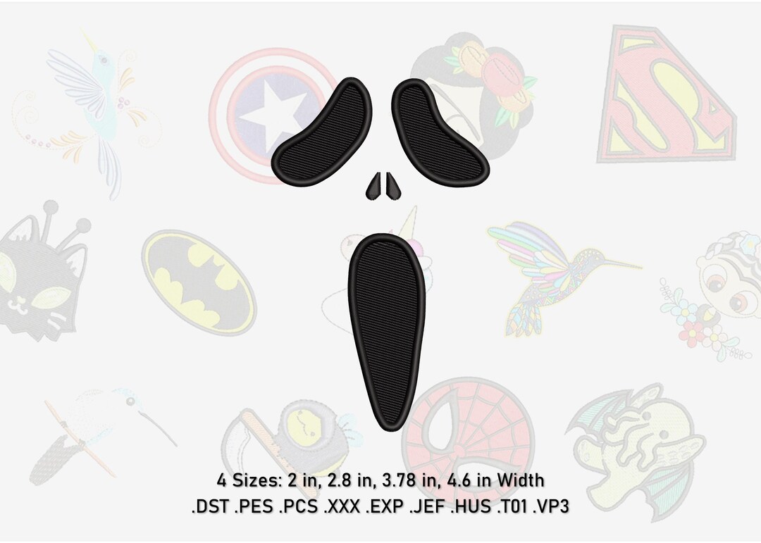 Ghost Face Embroidery Design: Halloween Pattern (4 Sizes) - Etsy