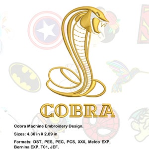 Cobra Machine Embroidery Design. - Etsy