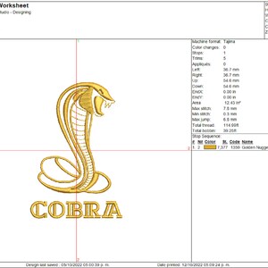 Cobra Machine Embroidery Design. - Etsy