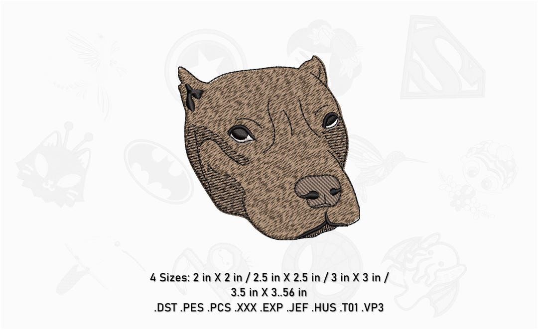 Pit Bull Embroidery Design | Dog Machine Embroidery Pattern (instant ...