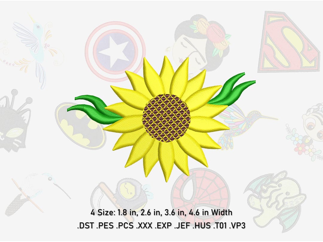 Sunflower Machine Embroidery Design. 4 Sizes. - Etsy
