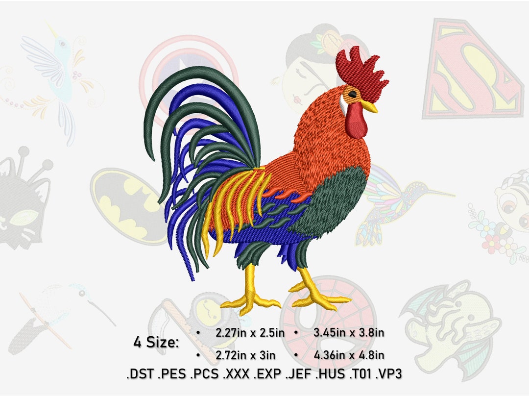 Rooster Machine Embroidery Design: Farm Animal, 4 Sizes (instant ...