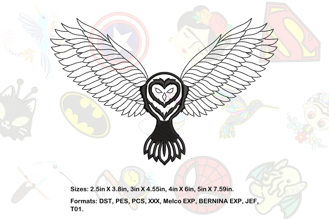 Owl Machine Embroidery Design. 4 Sizes - Etsy