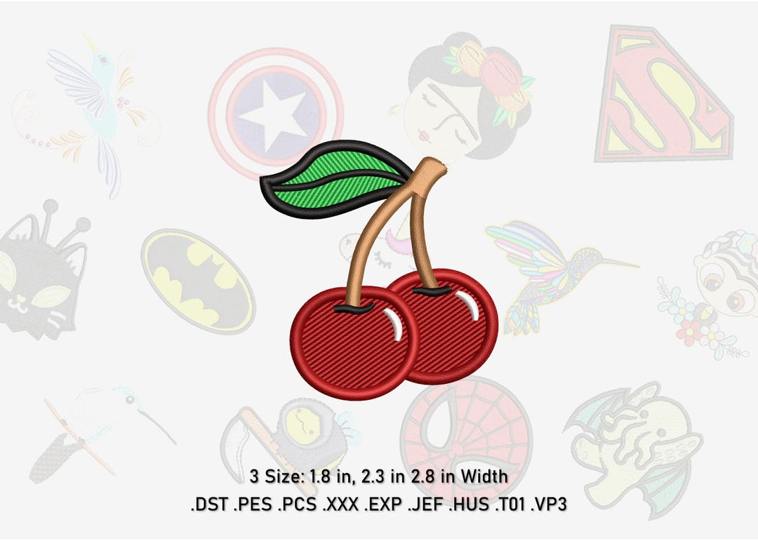 Cherry Embroidery Design. Cherry Embroidery Pattern. 3 Sizes. - Etsy