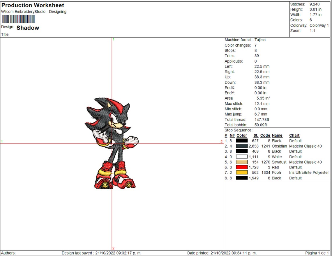 Shadow Machine Embroidery Design. Sonic. 3 in X 1.7 In - Etsy