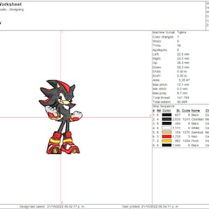 Shadow Machine Embroidery Design. Sonic. 3 in X 1.7 In - Etsy