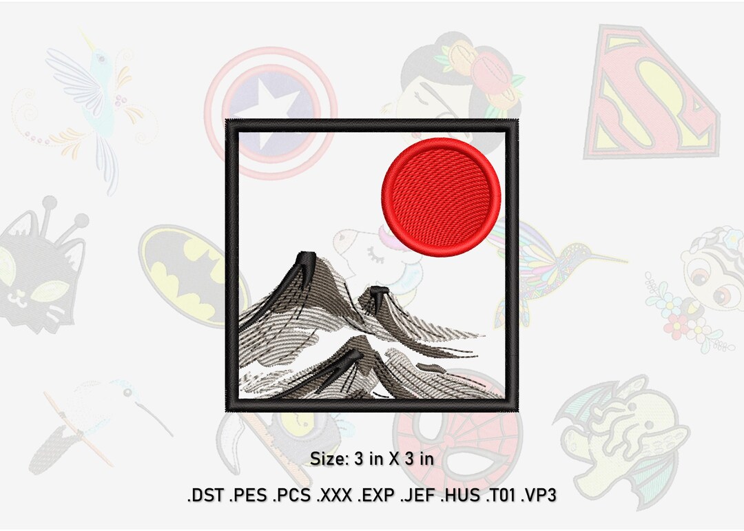 Mount Fuji Machine Embroidery Design. Mountain Machine Embroidery ...