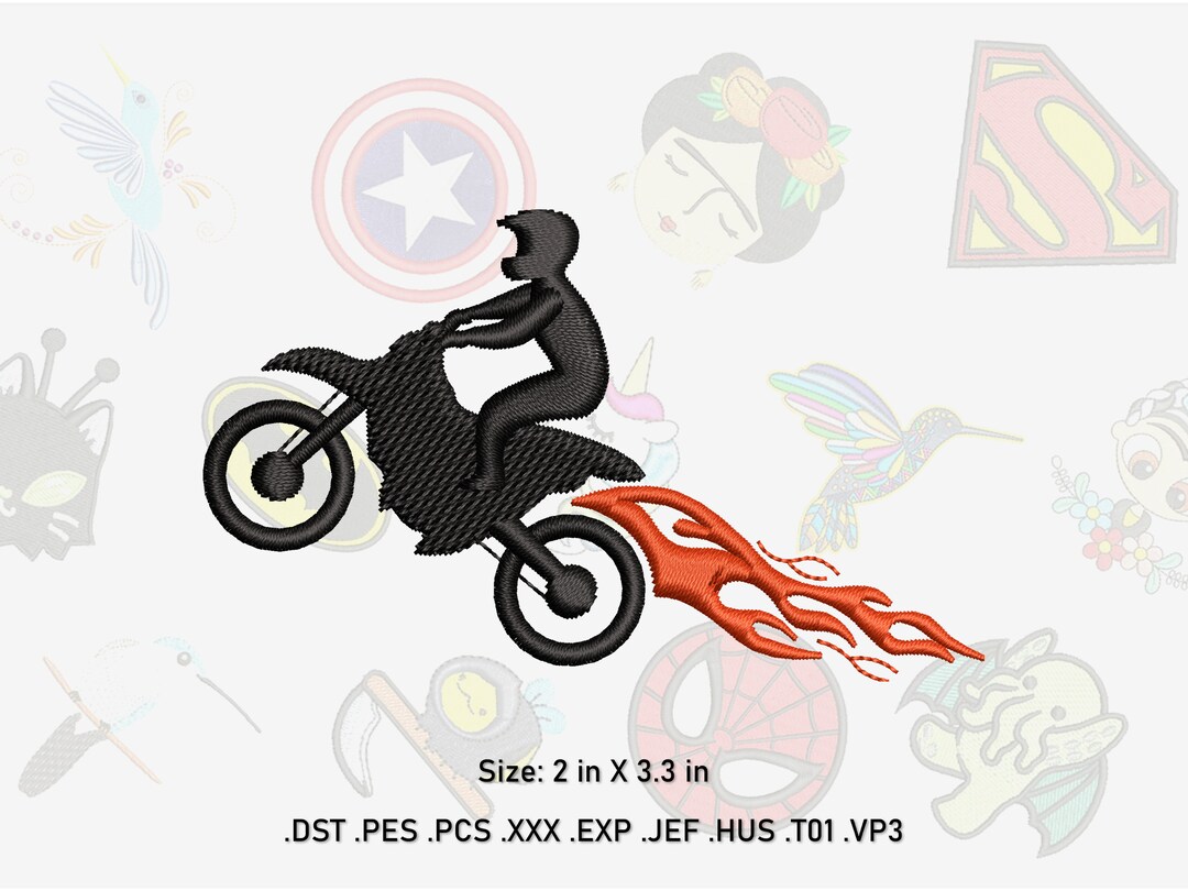 Racing Motorcycle Machine Embroidery Design. - Etsy