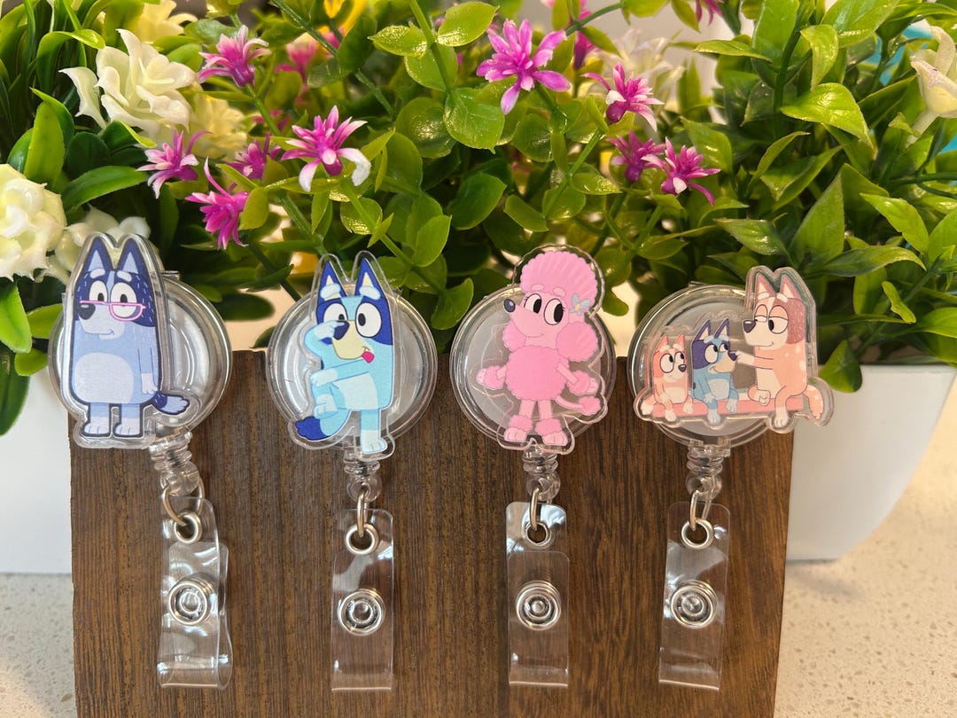 Bluey Acrylic Badge Reel, Alligator Rotating Clear Clip - Etsy