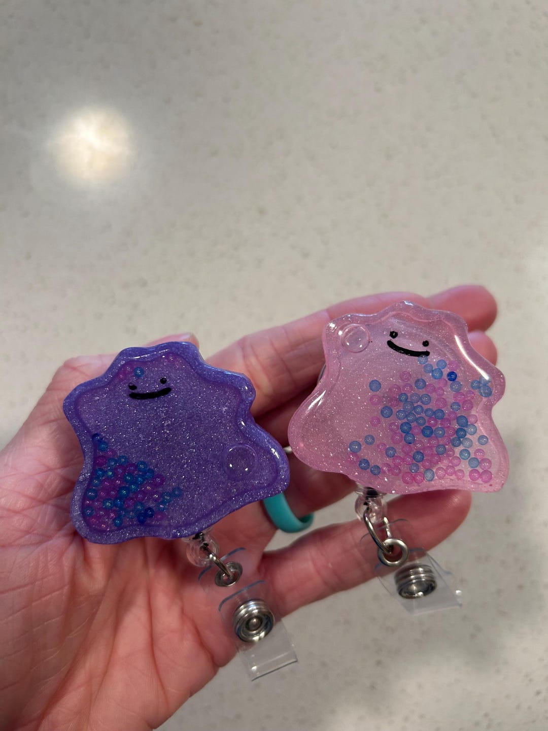 Pokemon Ditto Resin Shaker Badge Reel , Alligator Clip - Etsy