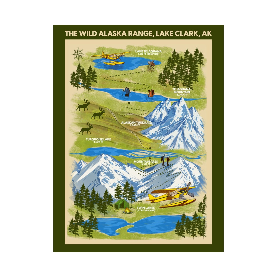 The Wild Alaska Range Map - Etsy