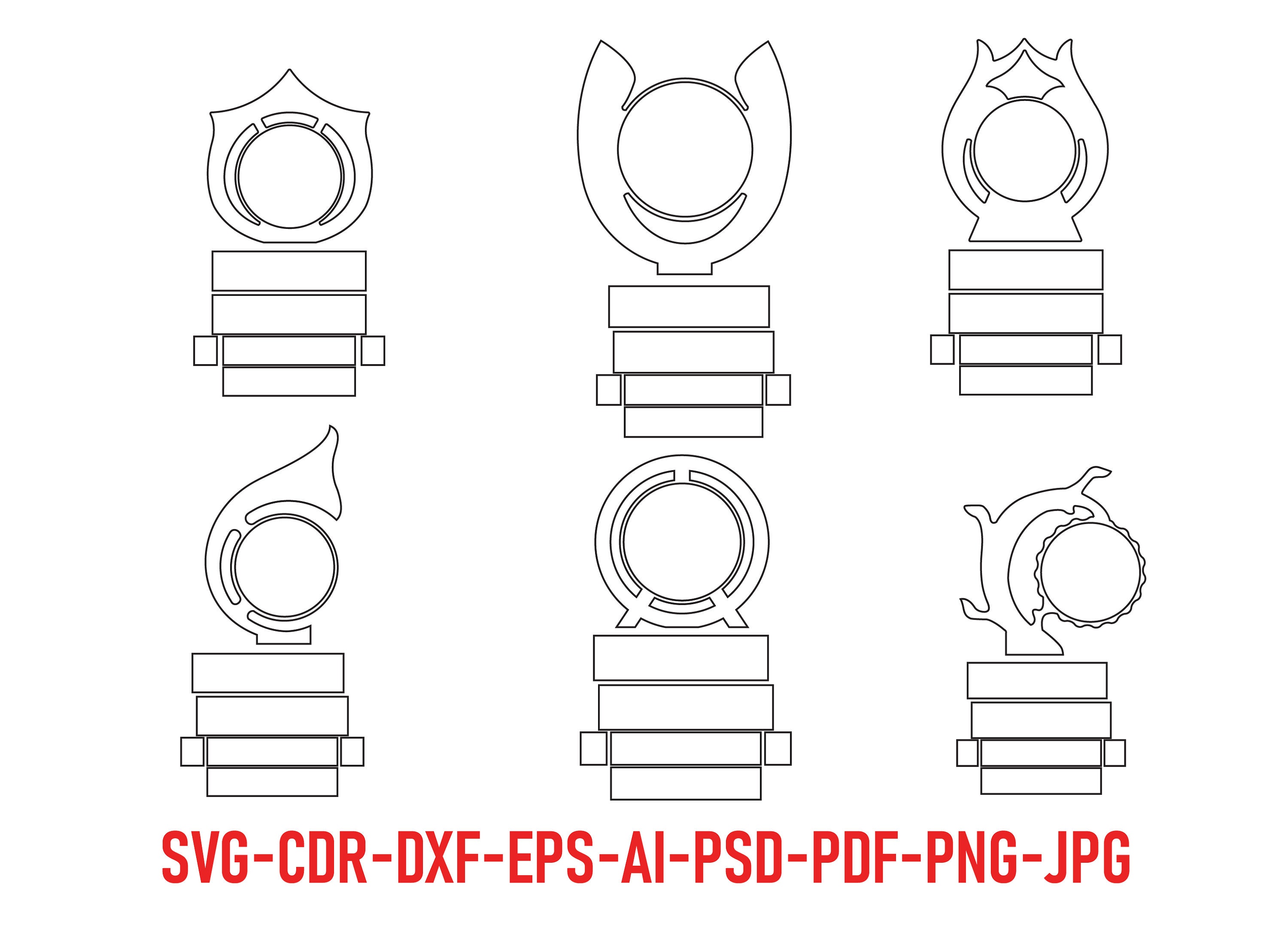 Set of 6 Award Shapes With Bases SVG Laser Cut File Acrylic Award ...
