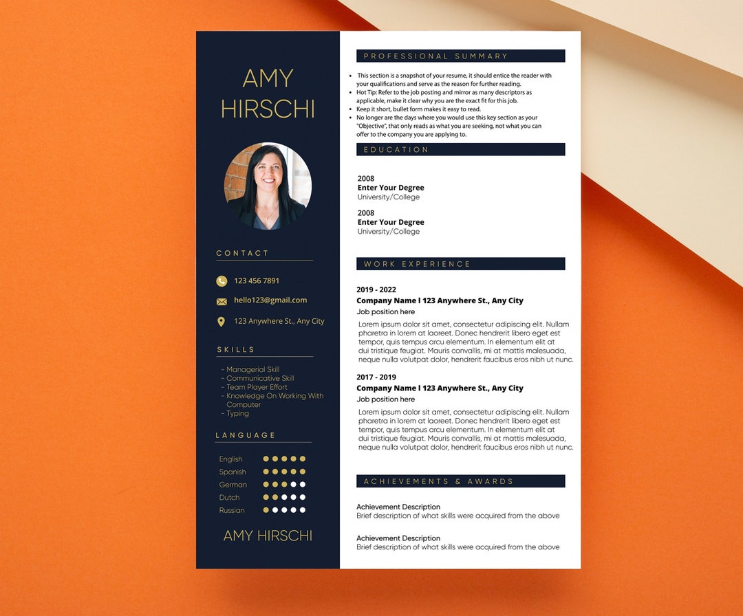 Buy Resume Template for Word & Pages, Professional Resume Template With ...