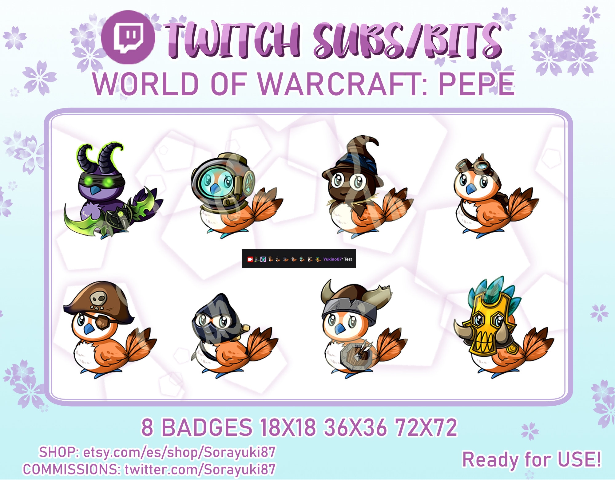 TWITCH BADGES Sub/bits World of Warcraft Emblems PEPE Wow Twitch Stream ...