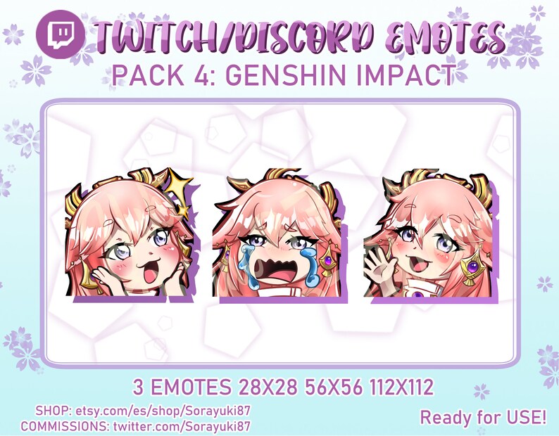 GENSHIN IMPACT TWITCH emotes Yae Miko stream discord - Etsy México