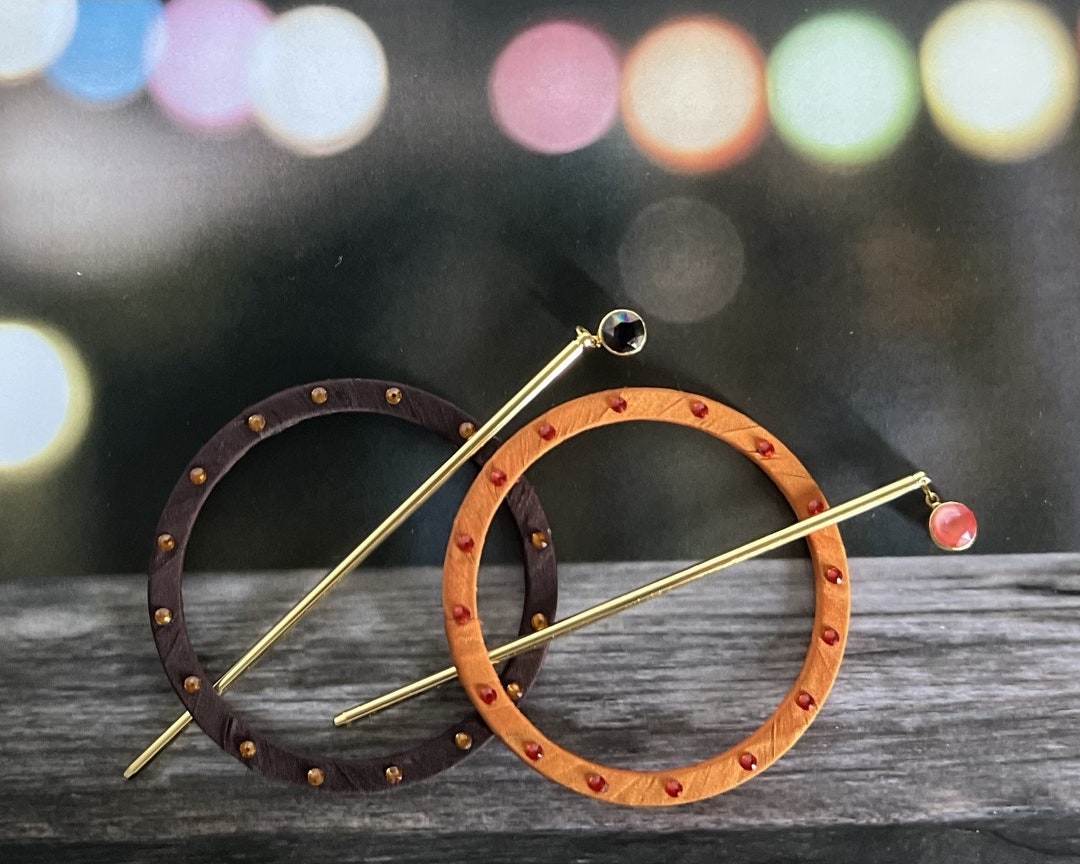 Natural Silk Swarovski Round Hair Clip With Real 18K Gold Finish Brass ...