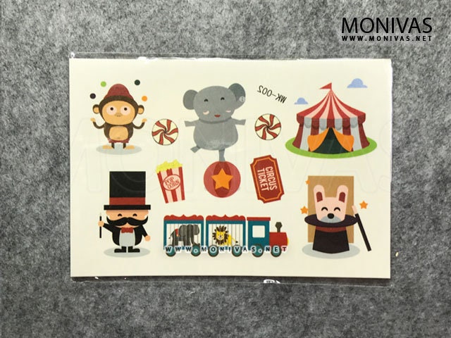 Circus Theme Party Kids Temporary Tattoo Stickers DIY Event Activities ...