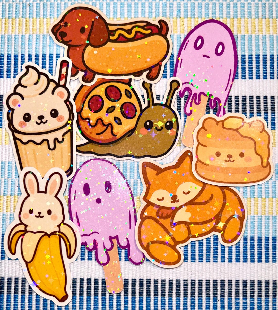Holographic Animal Food Stickers, Animals, Food, Holo, Holographic - Etsy